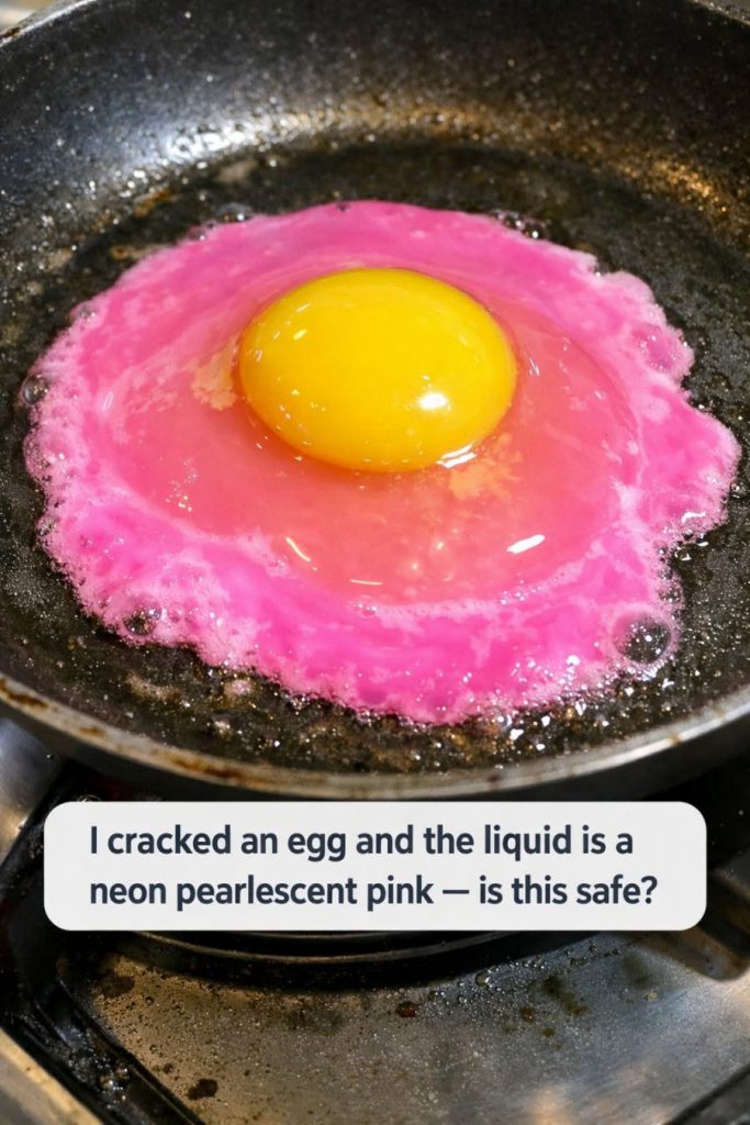I cracked an egg and the liquid is a neon pearlescent pink — is this ...